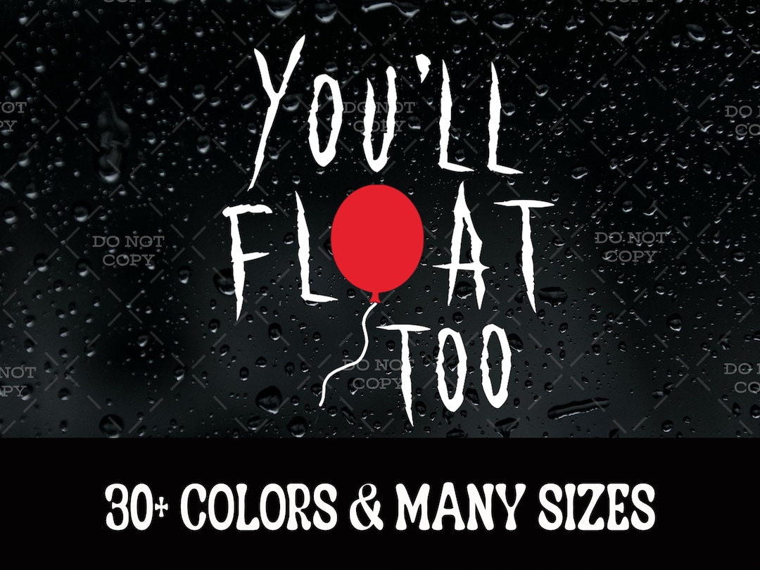 You'll Float Too IT Car Decals - Horror Spooky Clown Red Balloon ...