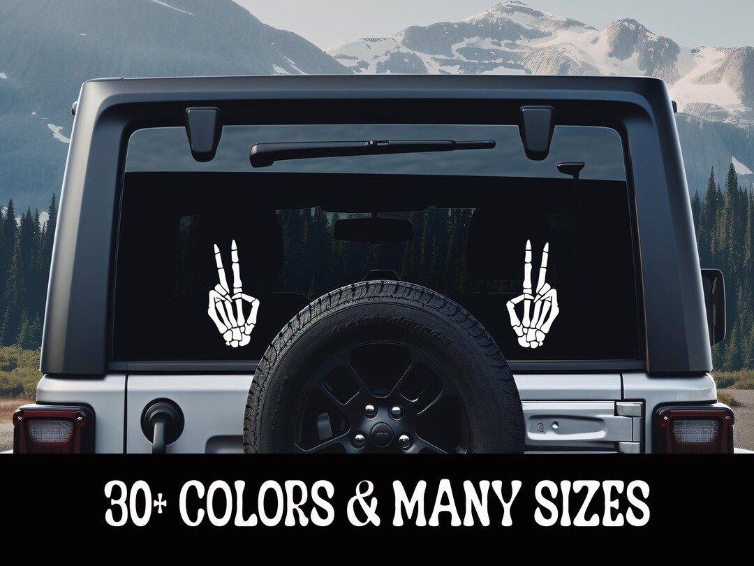 Skeleton Peace Sign Two Finger Wave Jeep Wrangler Vinyl Car Decal for ...