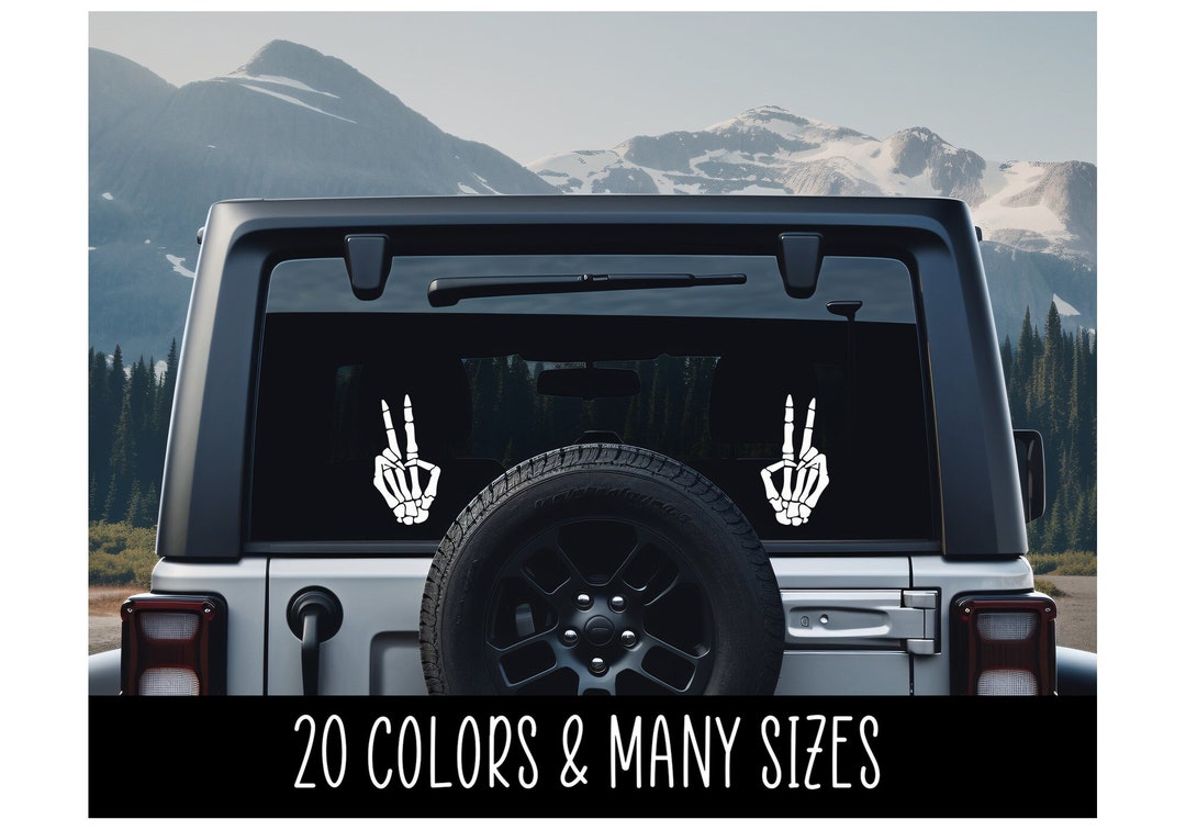 Skeleton Peace Sign Two Finger Wave Jeep Wrangler Vinyl Car Decal for ...