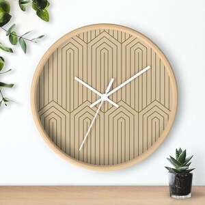 Wooden Japandi Wall Clock - Geometric Art Deco Room Decor, Minimalistic ...