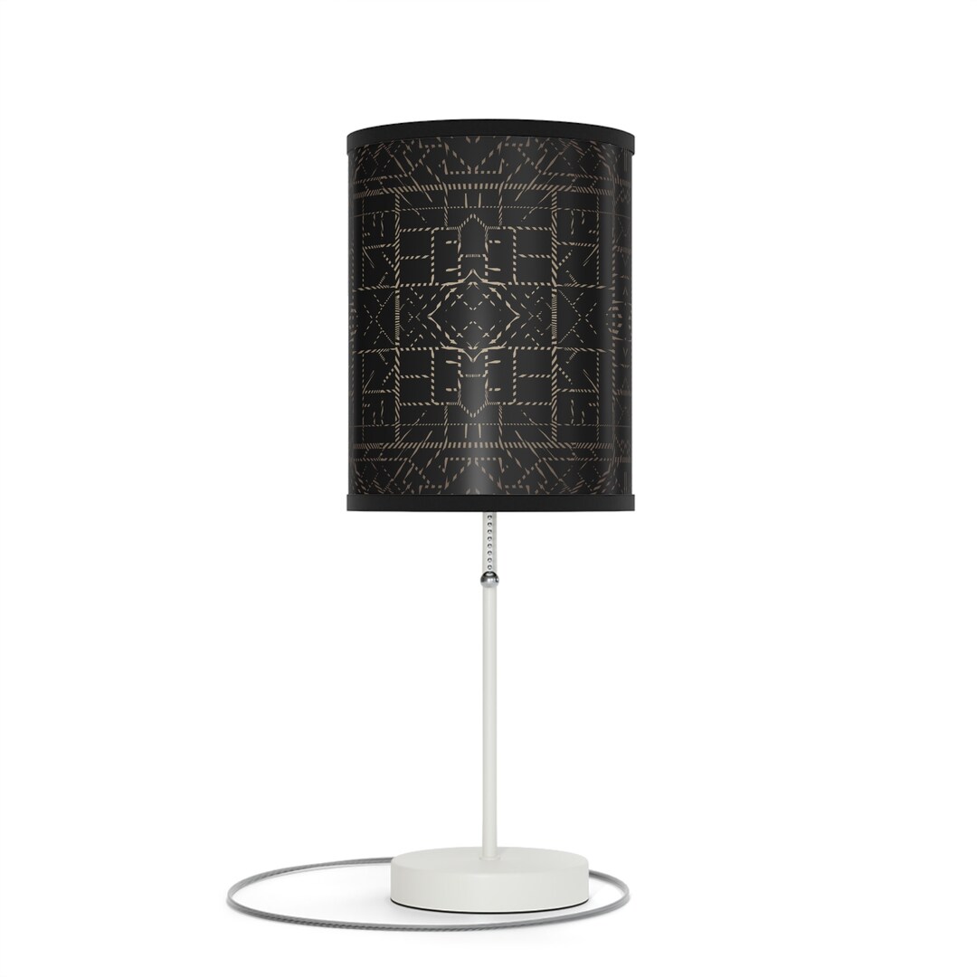 Black Art Deco Lamp on a Stand, USCA Plug Adult Mens Bedroom Lamp for ...