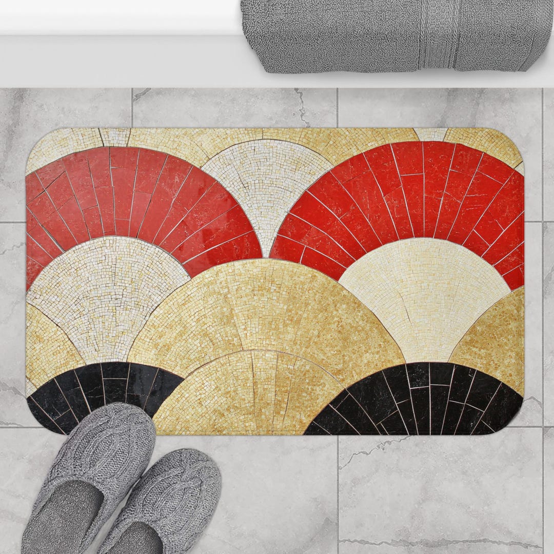 Art Deco Bath Mat: Black & Gold Memory Foam, Anti-slip Rug - Etsy