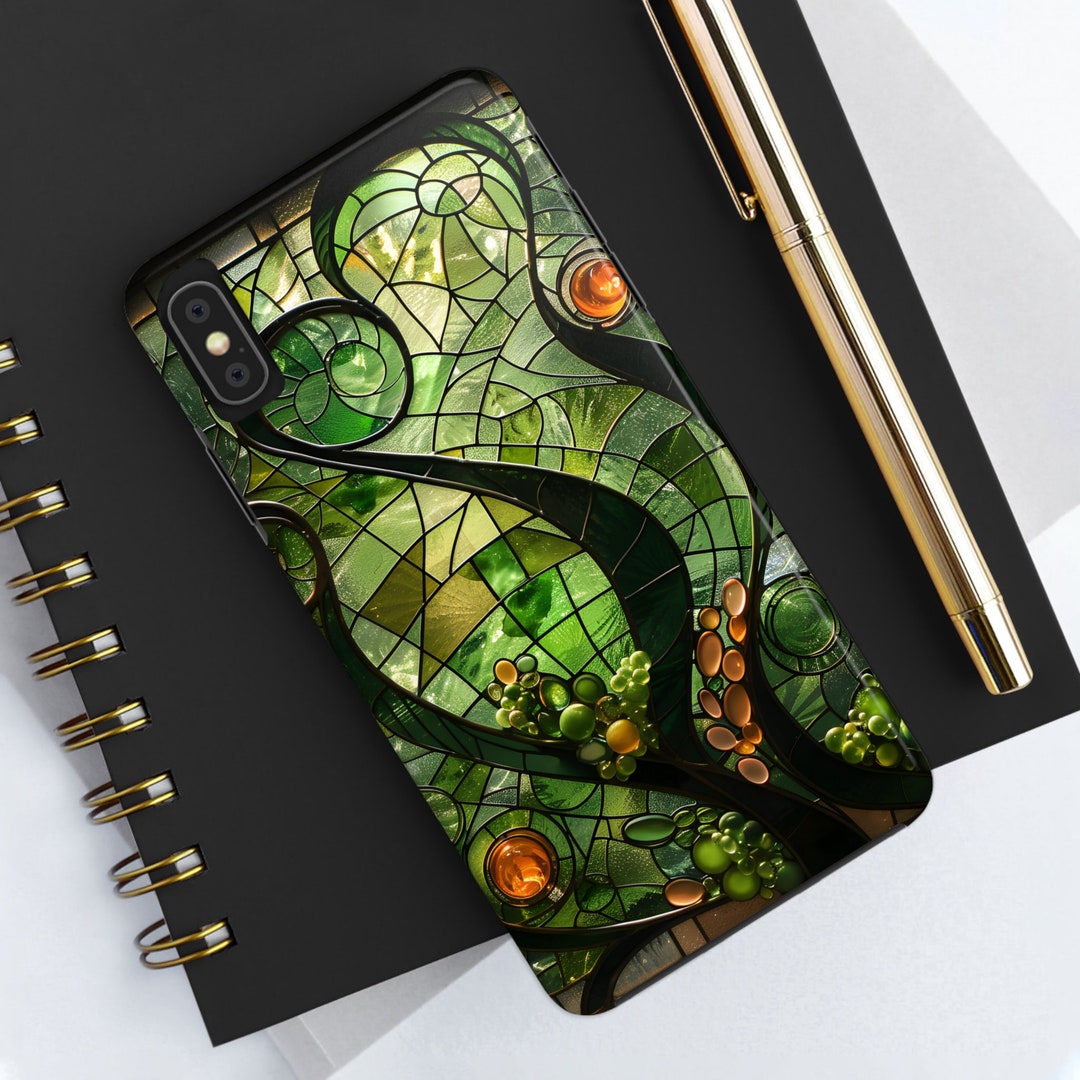 Green Phone Case in Stained Glass Design for Iphone, Samsung Galaxy or ...