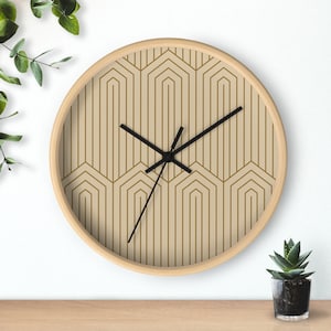 Wooden Japandi Wall Clock - Geometric Art Deco Room Decor, Minimalistic ...