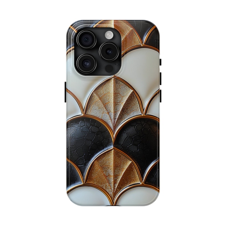 Art Deco iPhone Case: Luxury Mosaic Print in Black, White & Gold Design ...