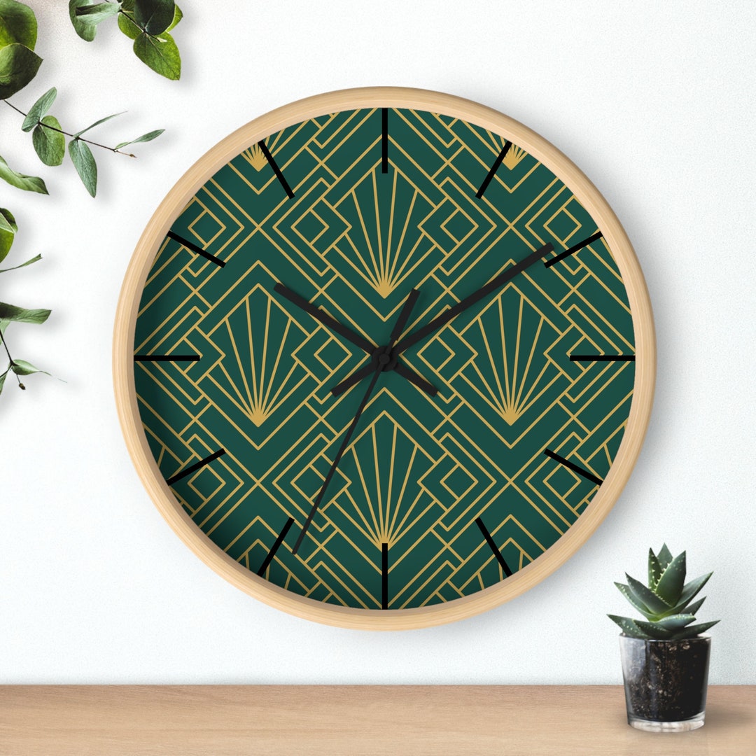 Geometrical Green Art Deco Wall Clock for Home Decor - Etsy
