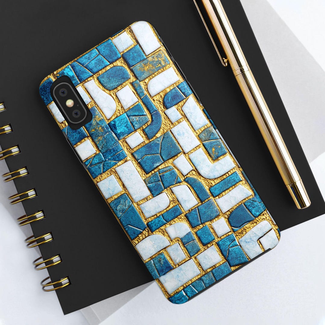 Egyptian Mosaic Phone Case: Teal Opal & Gold, Impact Resistant - Etsy UK