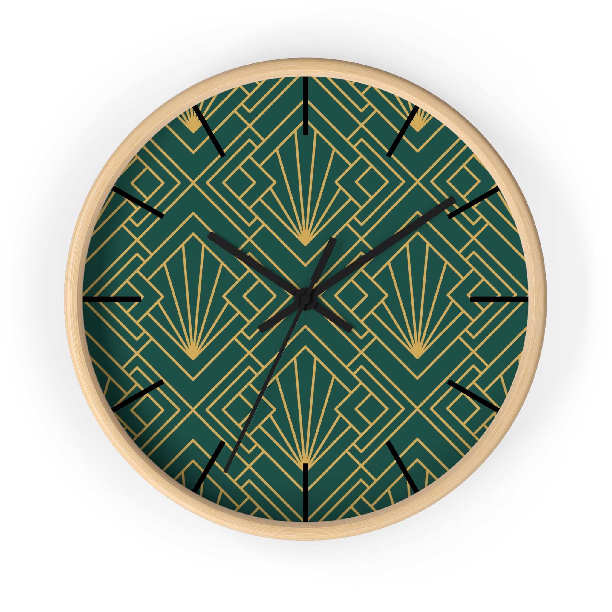 Geometrical Green Art Deco Wall Clock for Home Decor - Etsy