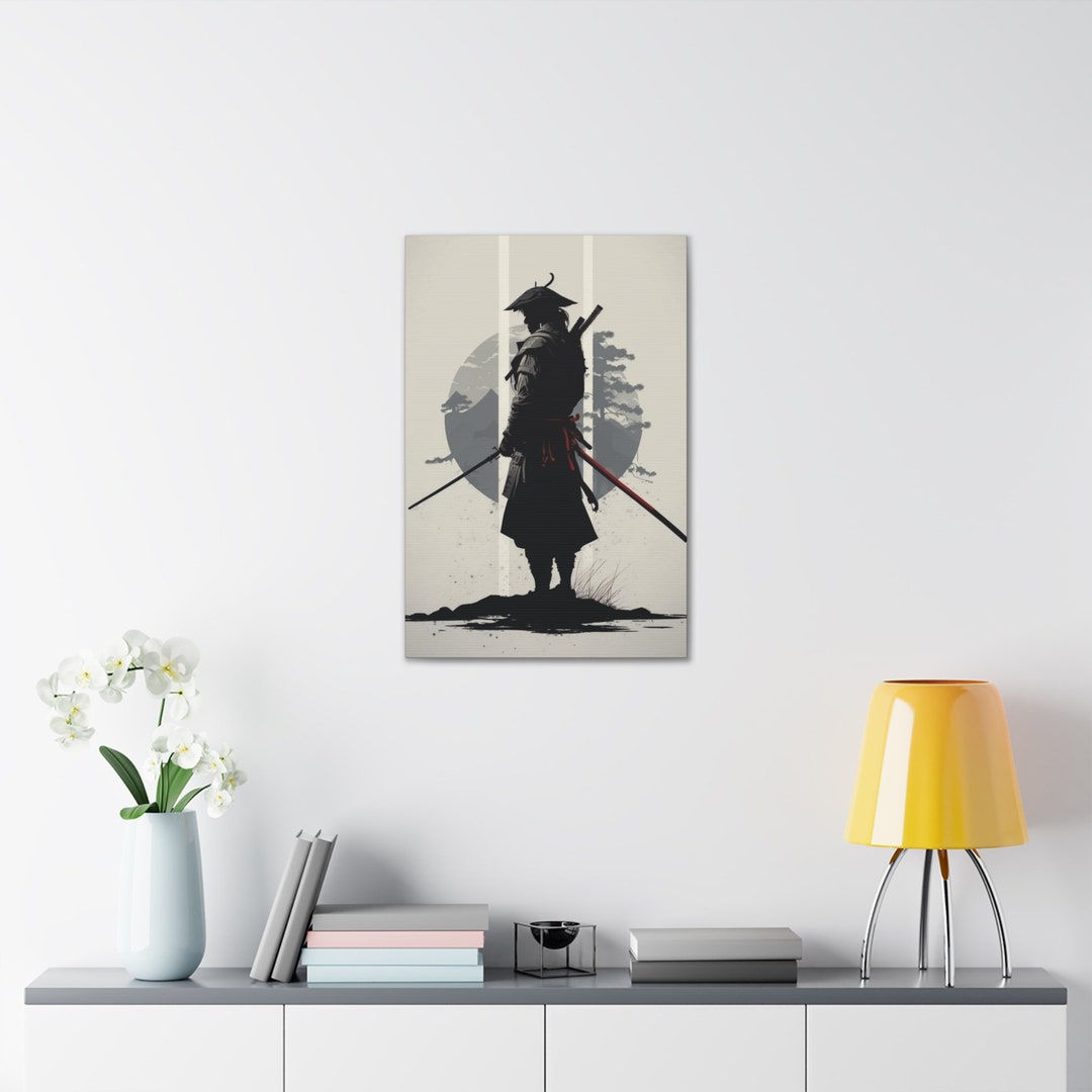 Japanese Samurai Art Canvas Gallery Wraps Japandi Wallart - Etsy
