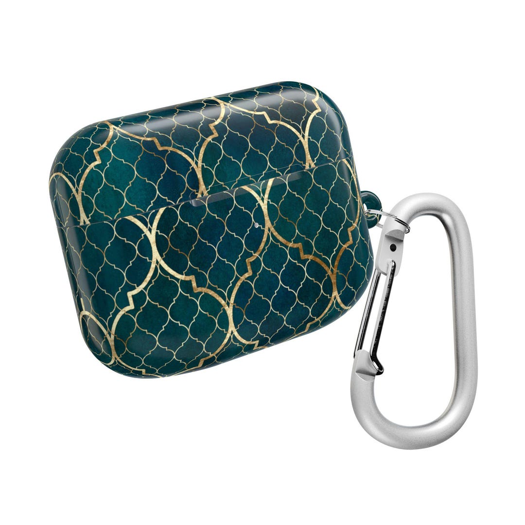 AirPod Cases, Teal Art Deco Pattern, Oriental Motif - Earbud Holders ...