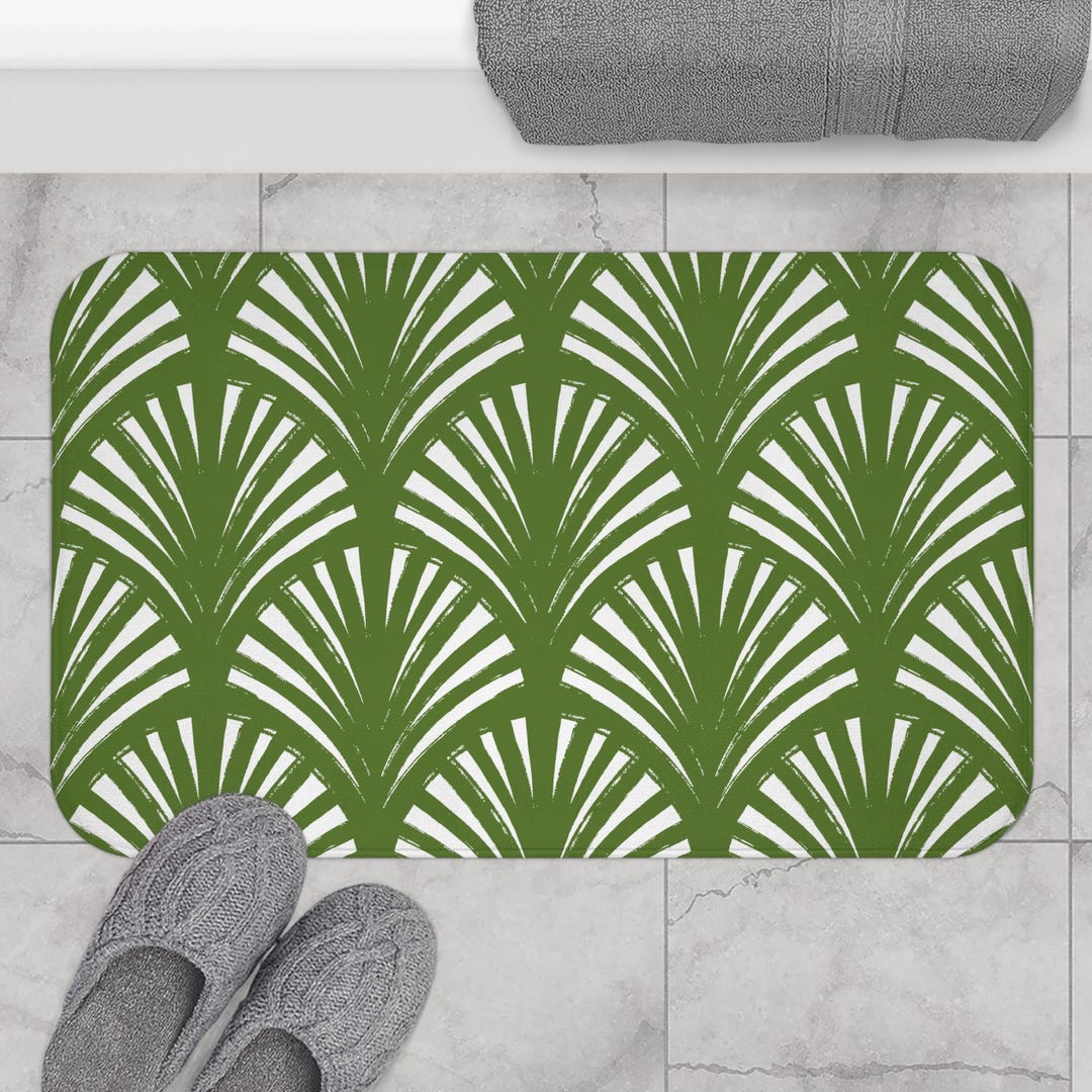 Green Art Deco Bath Mat, Memory Foam Microfiber, Anti-slip - Etsy