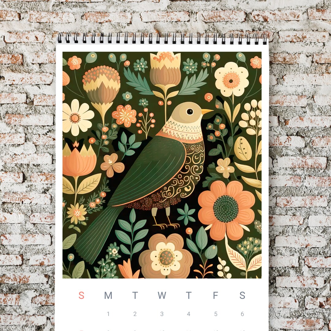 Fairy Garden Birds Wall Calender Garden Decor Monthly Poster 2024 Wall ...