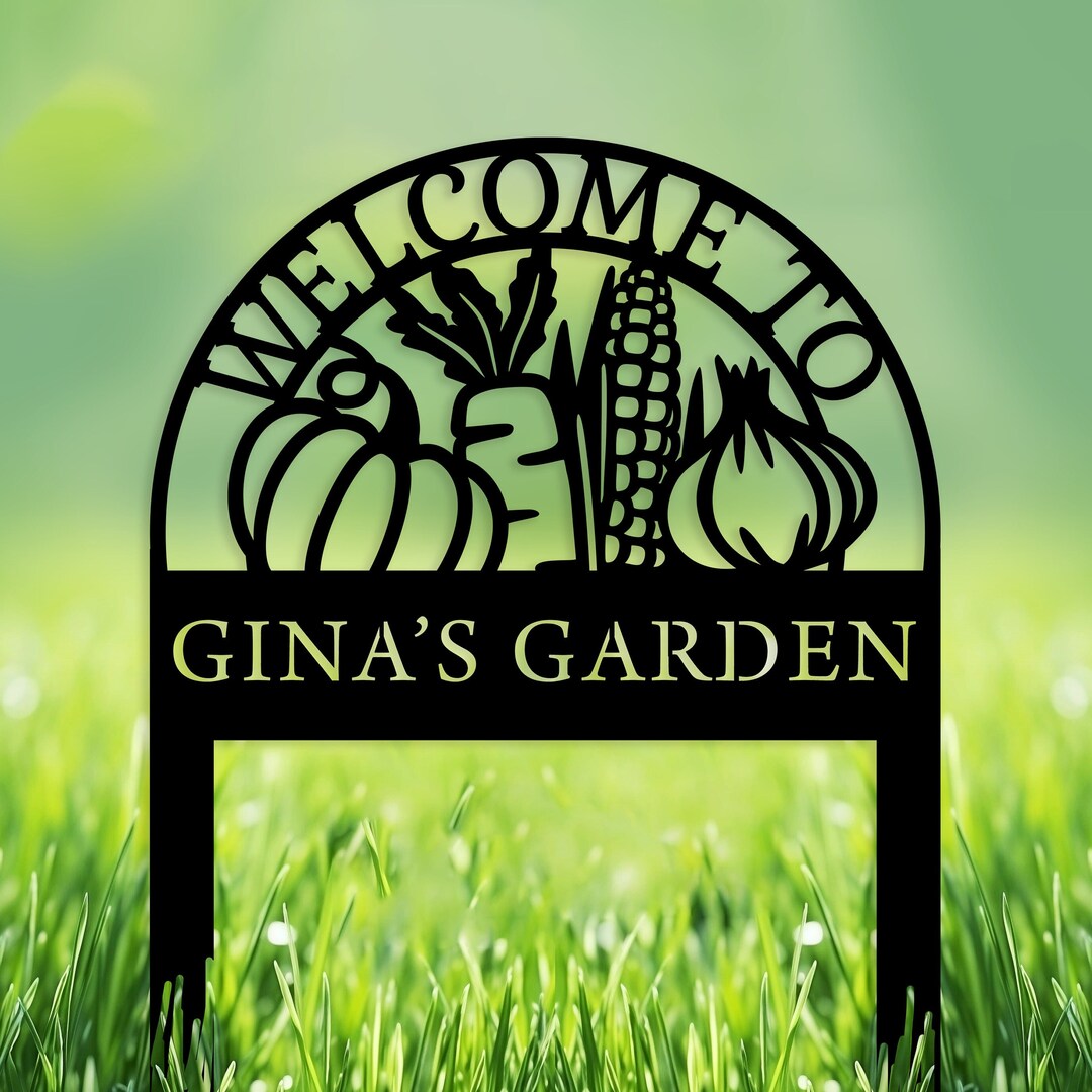 Garden Stake, Custom Metal Welcome Sign, Garden Plaque, Backyard ...