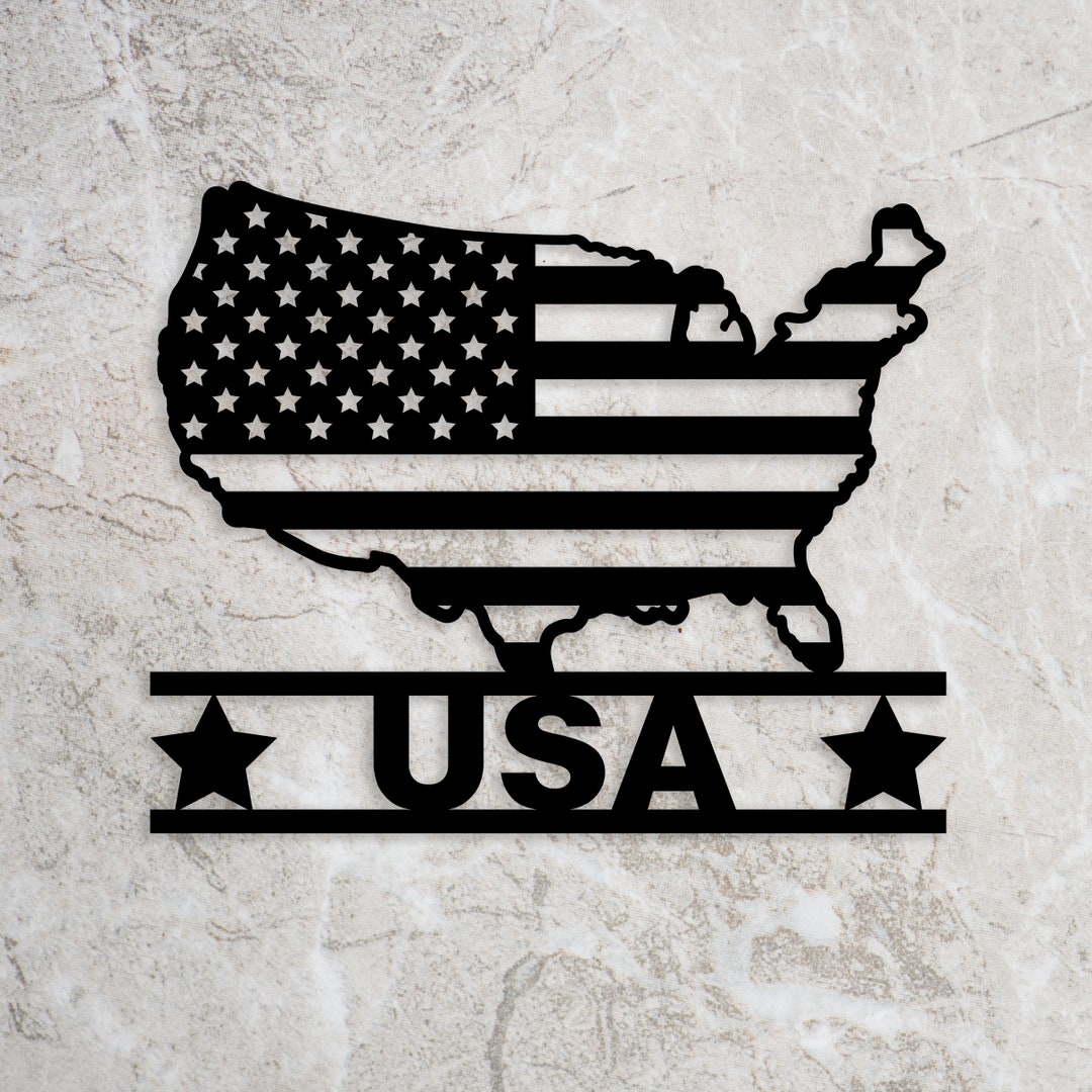 United States Map Metal Wall Decor, USA Map, United States Home Decor ...