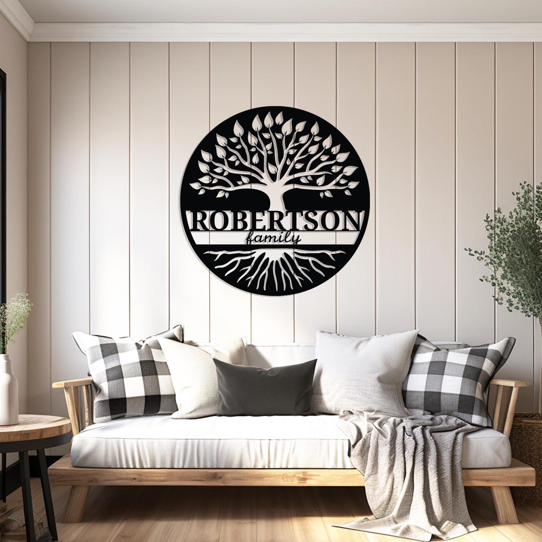 Personalized Metal Family Name Sign, Tree of Life Monogram, Wall Decor ...