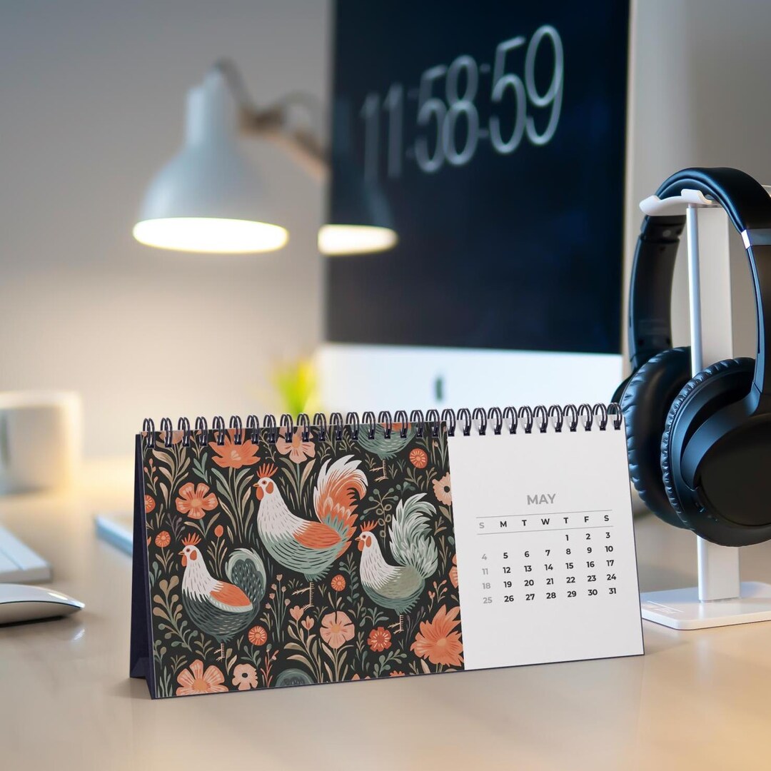 Rooster Desktop Calendar 2025, Desk Calendar, Gift Ideas for Employees ...