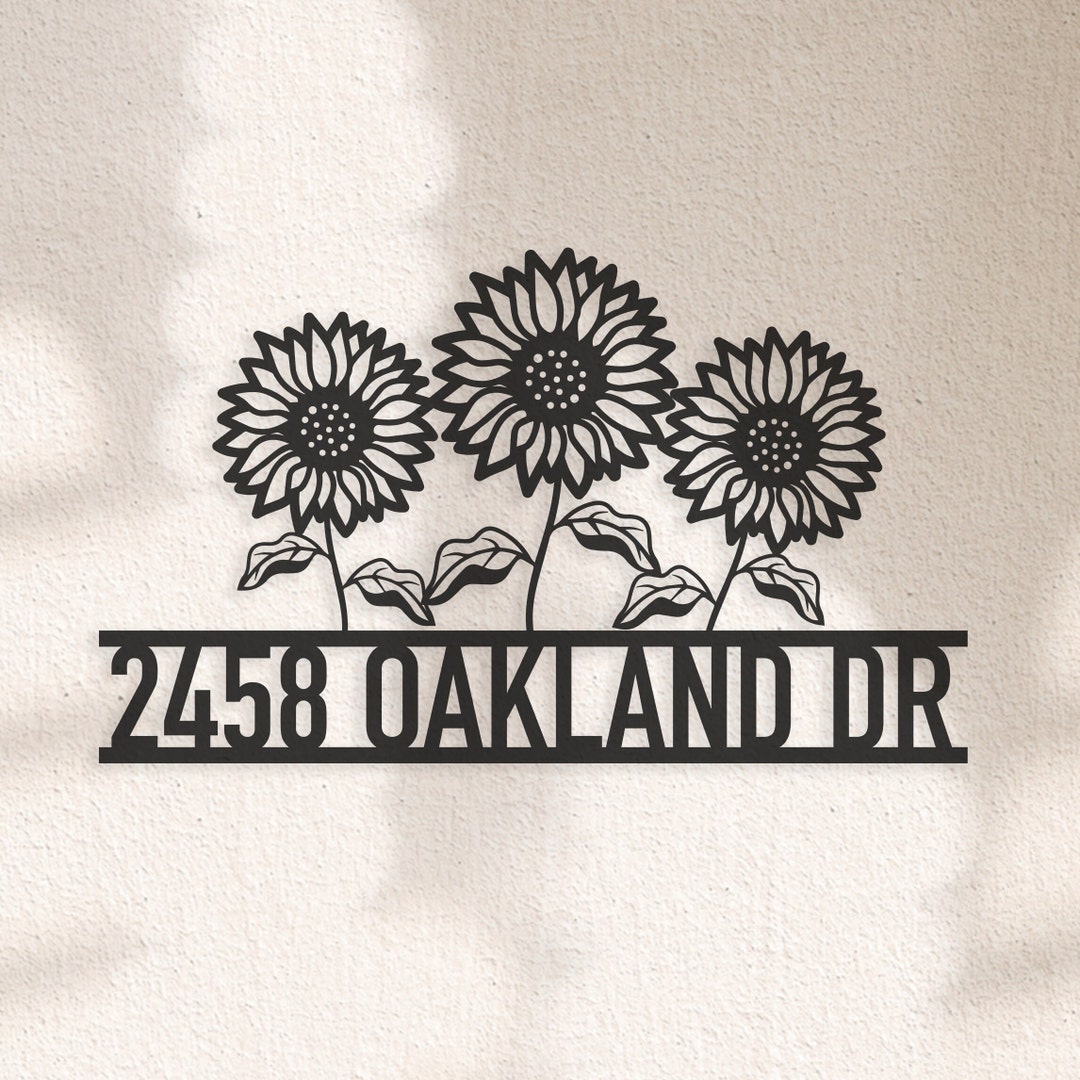 Custom Metal Sunflower House Number Sign: Floral Wall Decor - Etsy