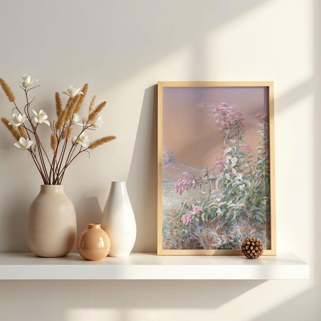 Vintage Romantic Botanical Wall Art by Fidelia Bridges Antique ...