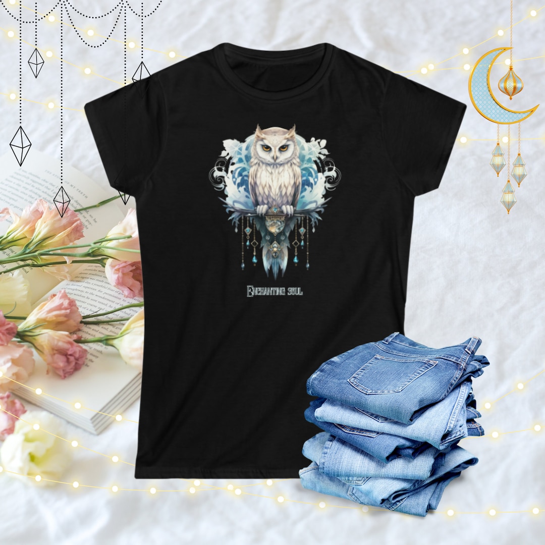 Women T-shirt With Enchanting Owl / Magic Illustration / Mystical Owl ...