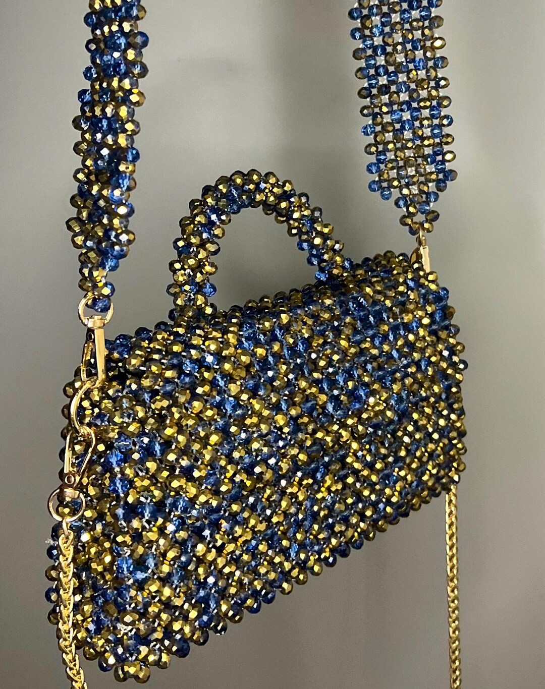 Crystal Purse With Cross Body Wide Strap Gift Party Bag Golden Purse ...