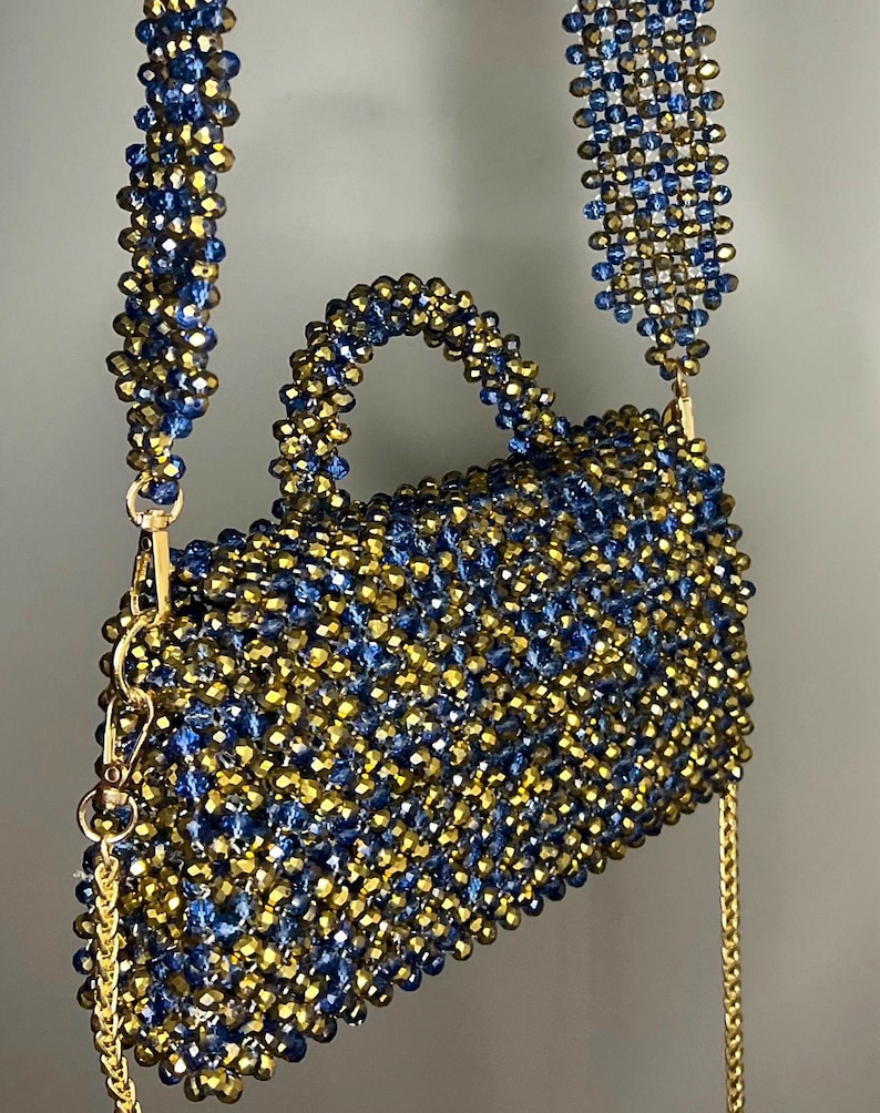 Crystal Purse With Cross Body Wide Strap Gift Party Bag Golden Purse ...