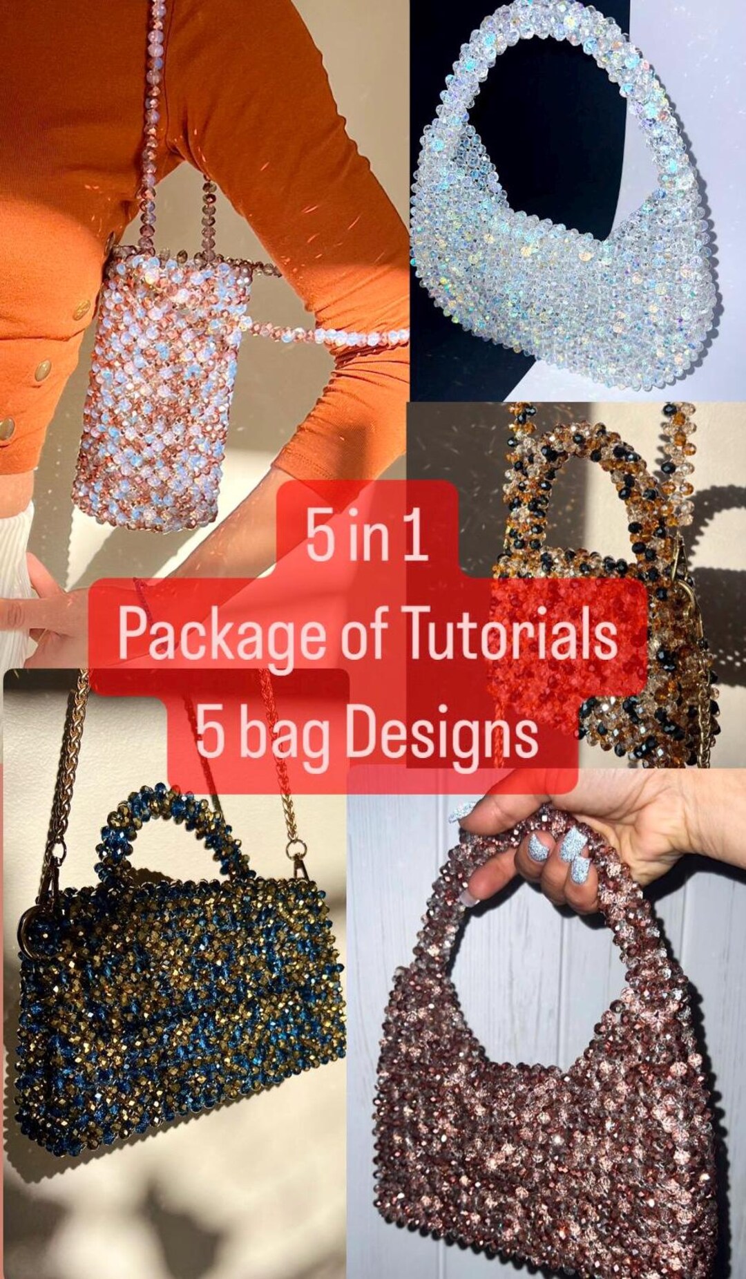 5in1 Package of 5 Video Tutorials Crystal Bag Creation How to Create ...