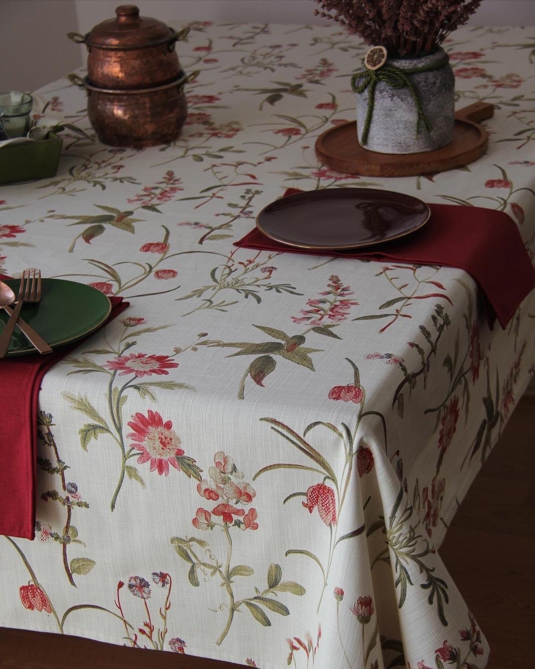Vintage Tablecloths Rustic Tablecloths Floral Tablecloth - Etsy