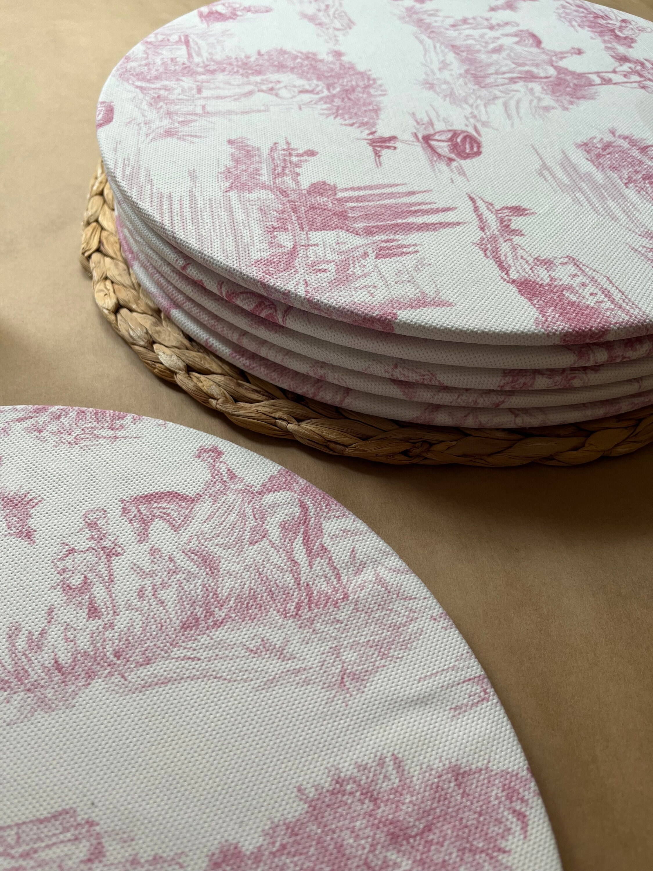 Vintage Pink Placemats, Pink Placemat Sets, Oval Placemat, Ethnic ...