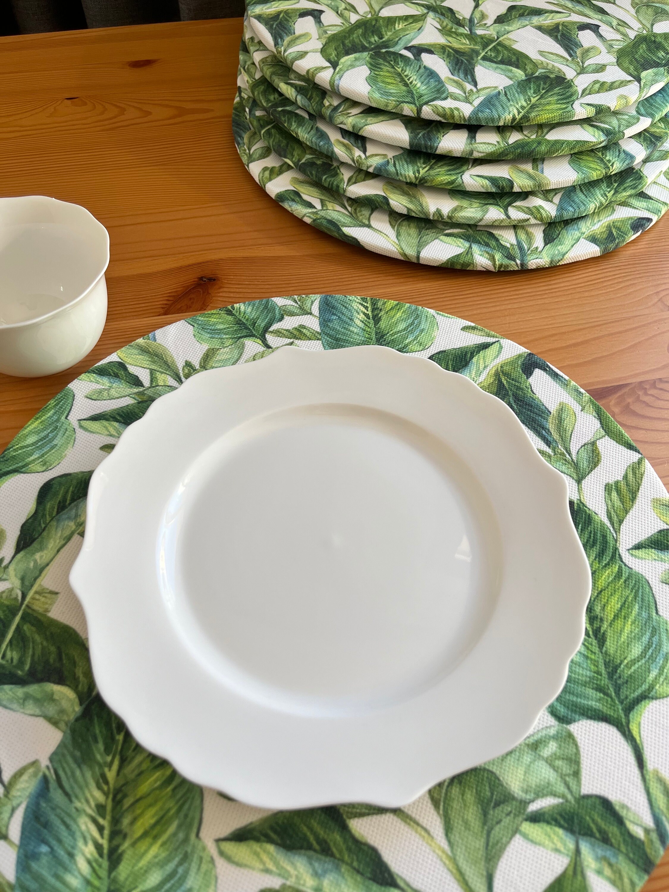 Green Leaf Placemat Sets, Farmhouse Leaf Placemats, Palm Placemats Set ...