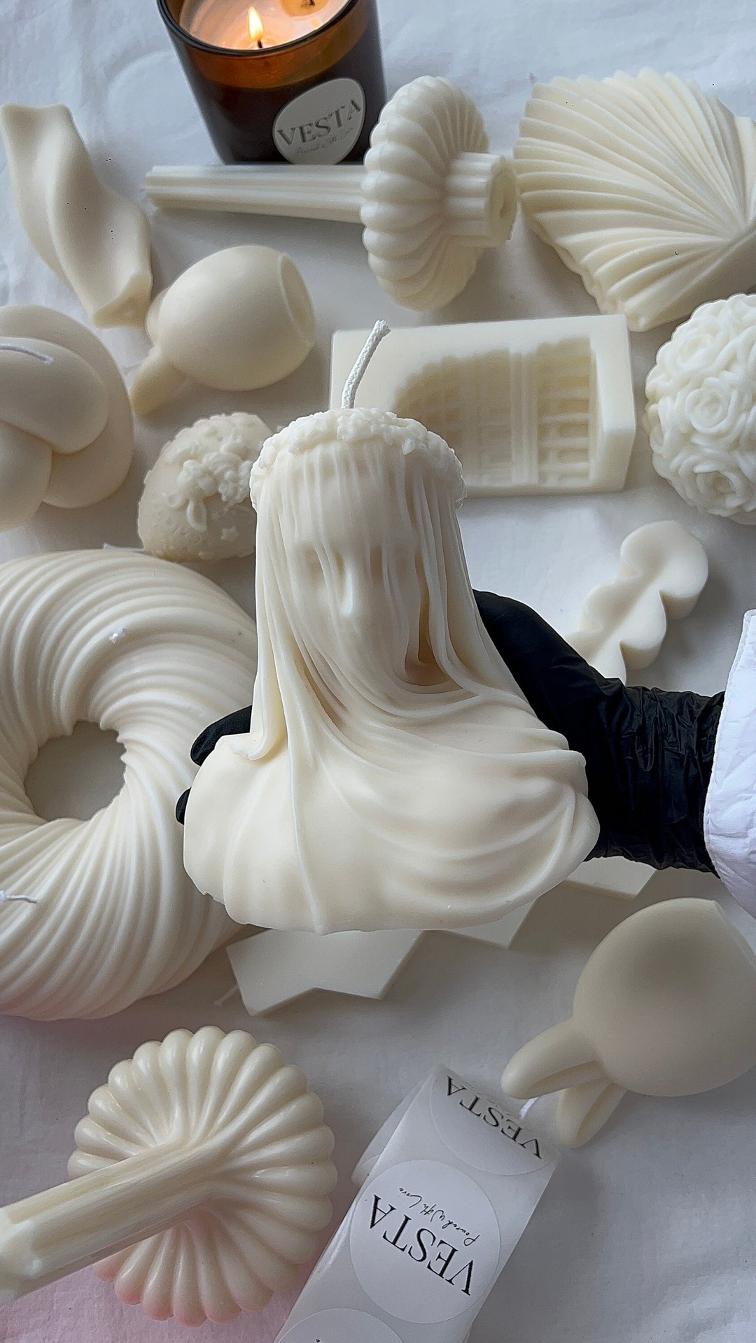 Custom Colors - Huge Veiled Lady Candle - Shaped Candle - Natural Soy ...