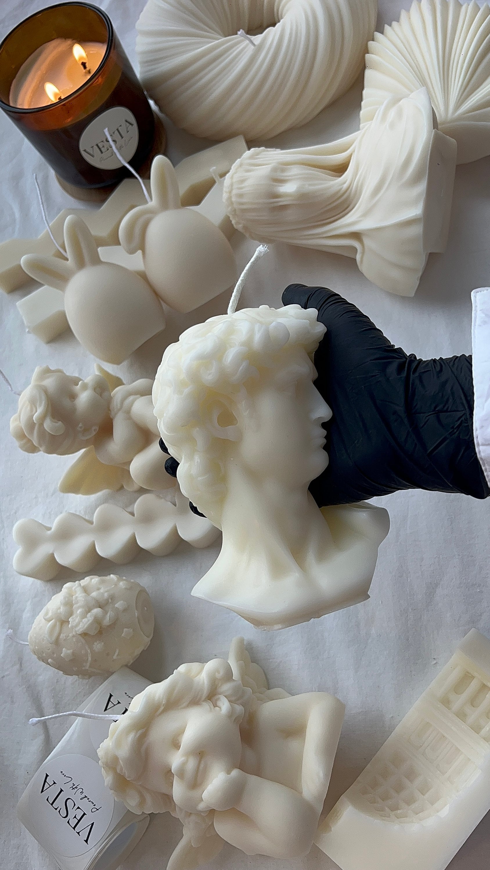Custom Colors David Statue Candle Large Bust Head Greek Statue ...