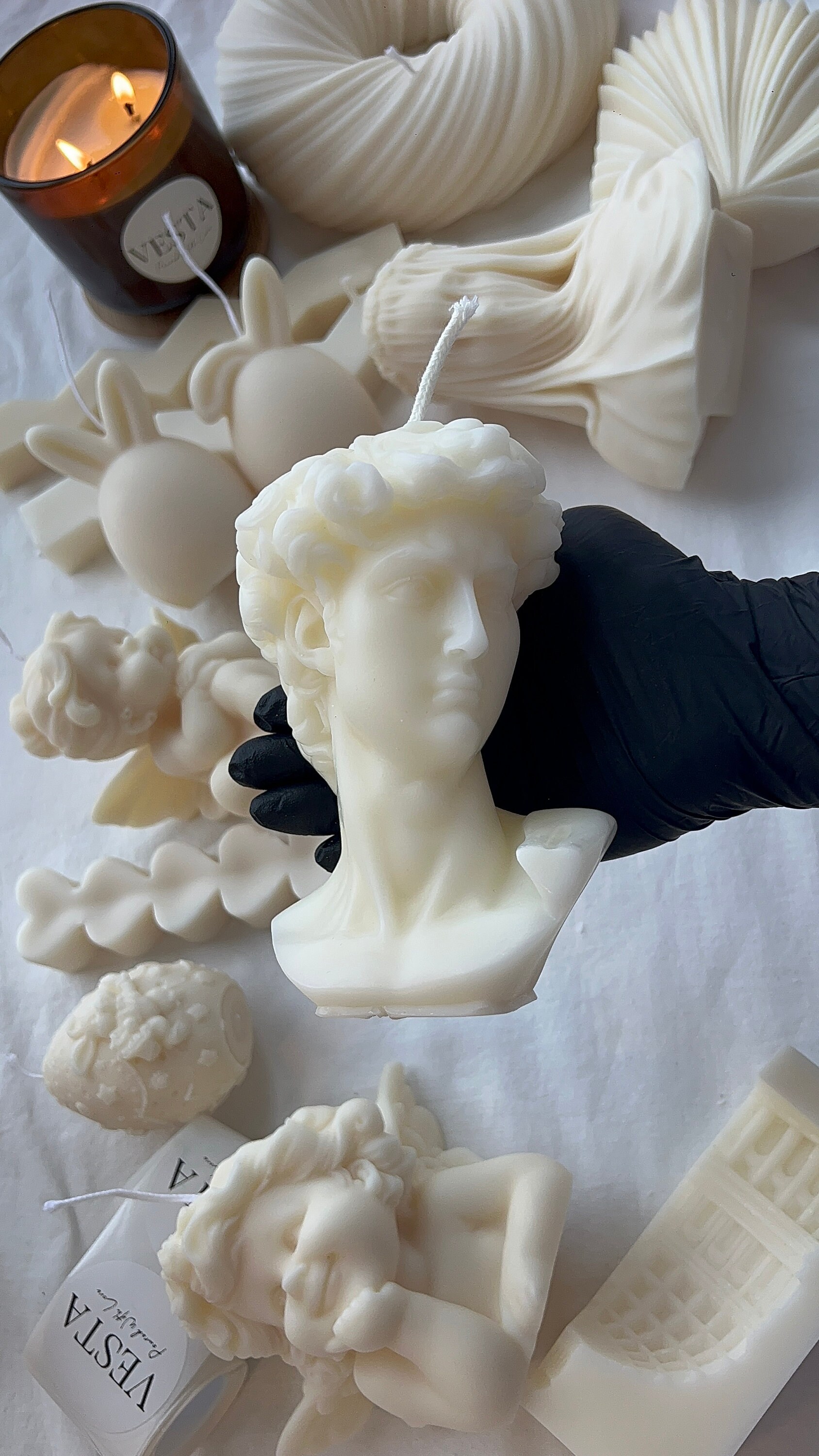 Custom Colors David Statue Candle Large Bust Head Greek Statue ...