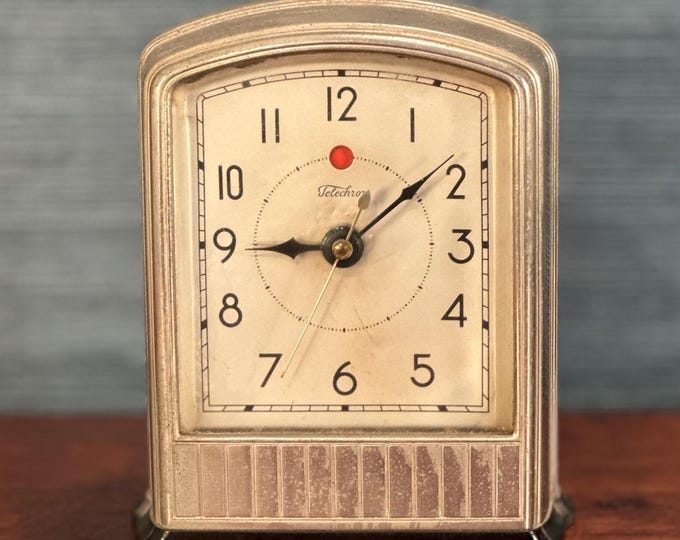 Vintage Telechron Art Deco Dura Silver Alloy Electric Alarm Clock Model ...