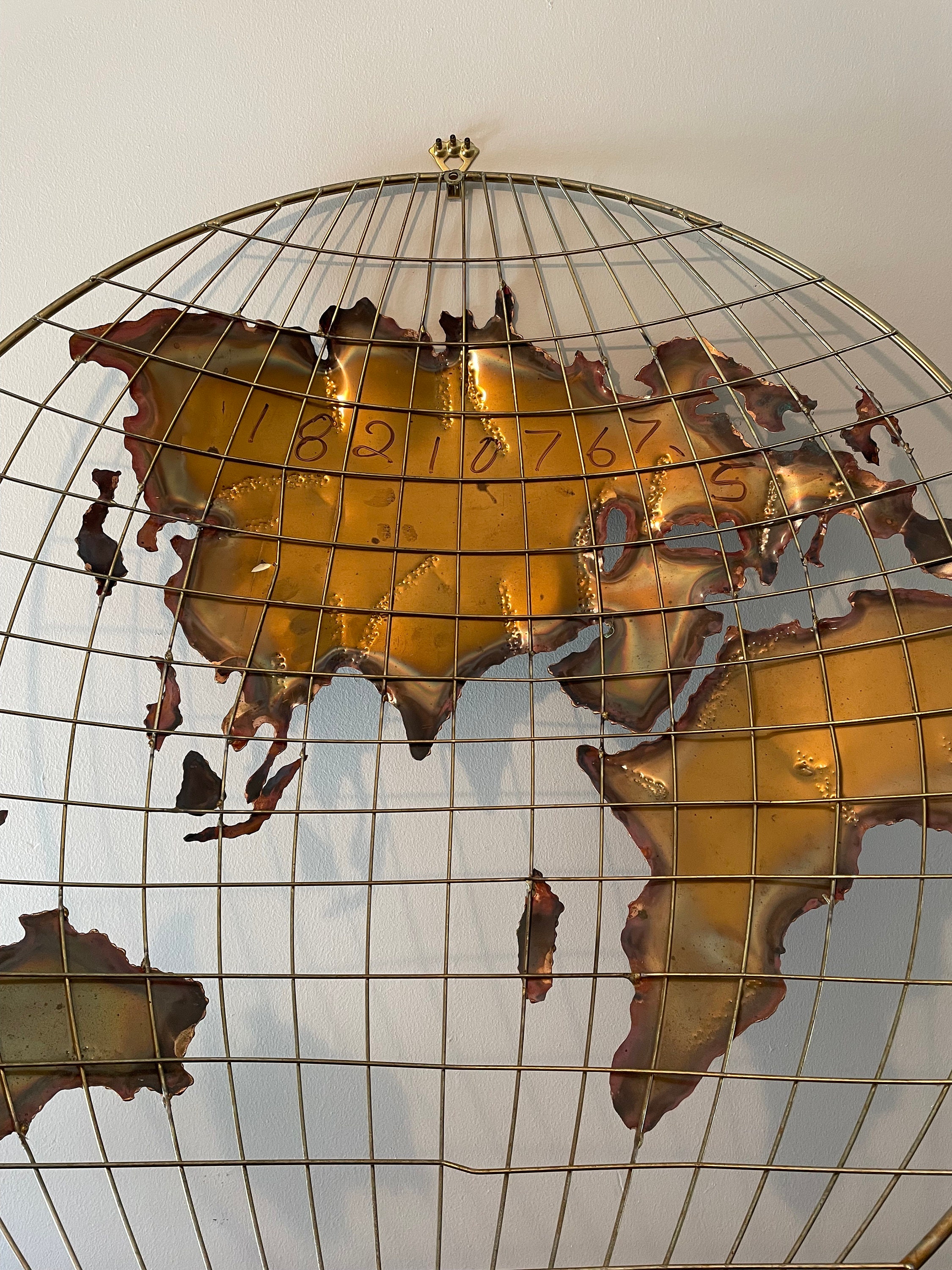 One Half of Curtis Jeré the World Brass Map Sculpture please Read ...