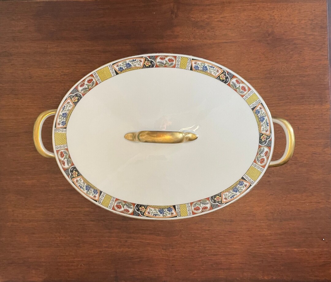 Vintage Balleroy Freres Limoges Lidded Serving Dish With Gold Handles ...