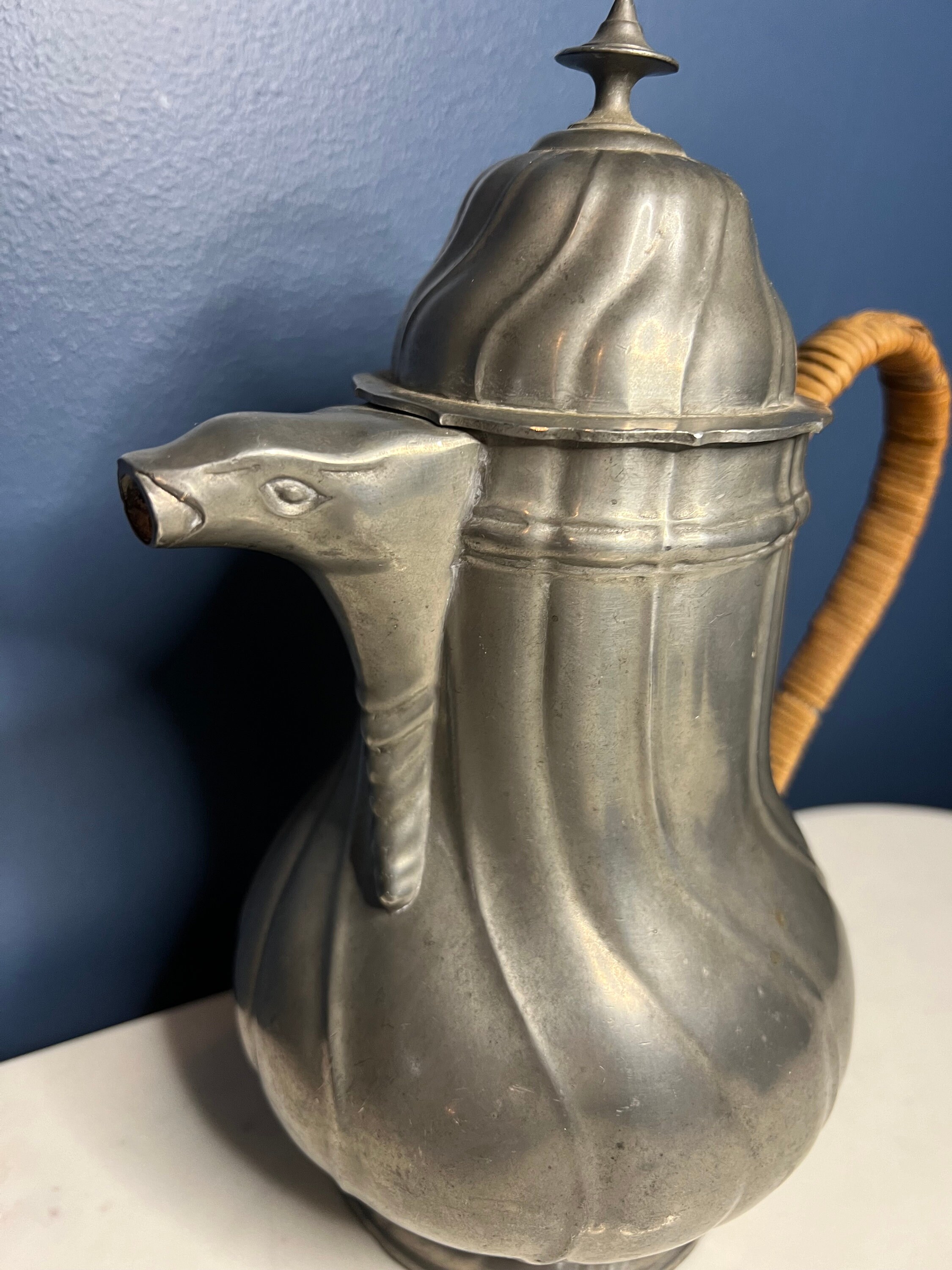 Rare Antique 30s Louis Moriggi Fils Pewter Tea Pot With Animal Spout ...