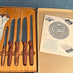 Vintage Never Used Griffon Seven Piece Knife Set in Original Box / With ...