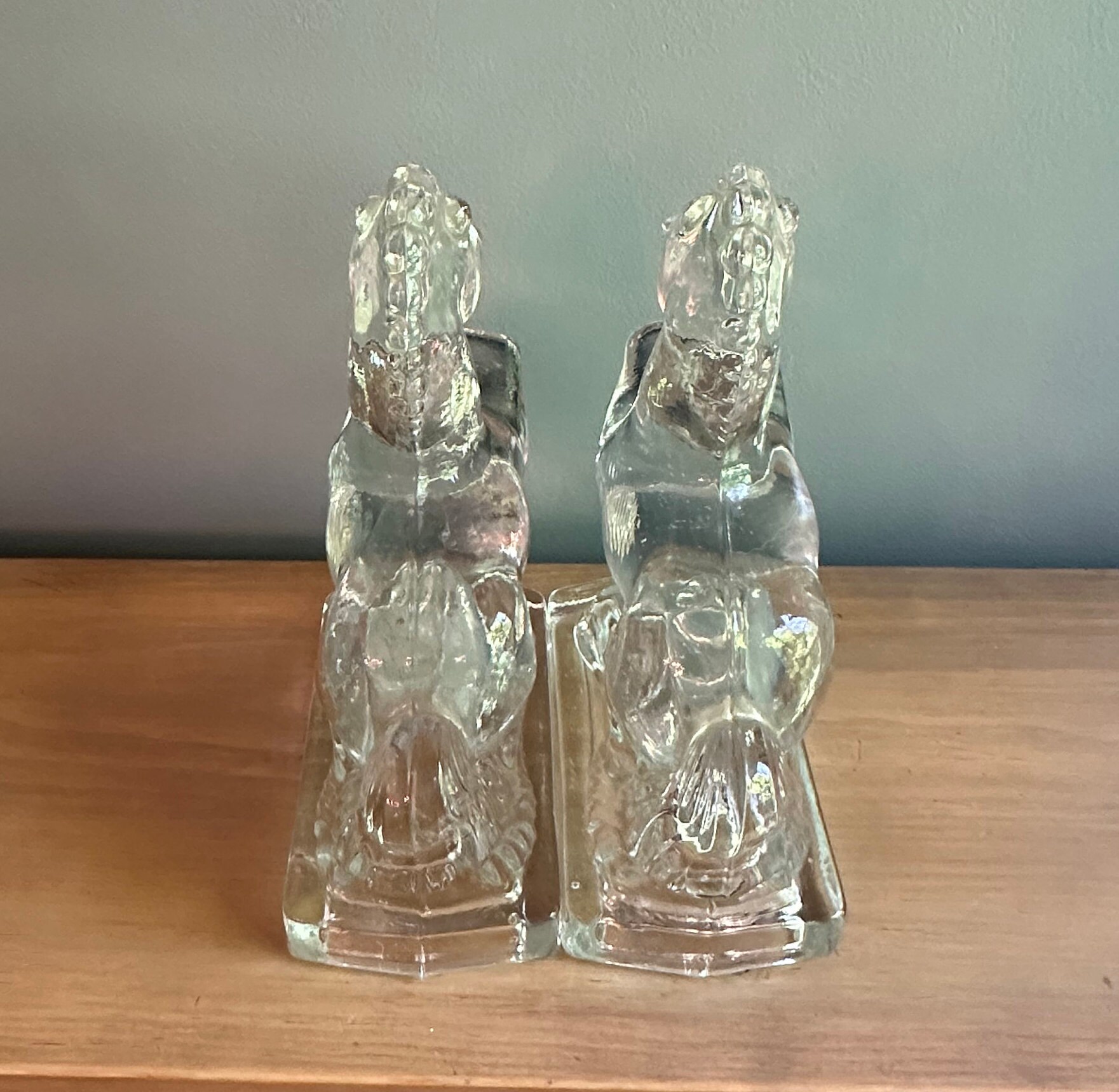 Vintage Pair of LE Smith Clear Mold Glass Horse Bookends - Etsy
