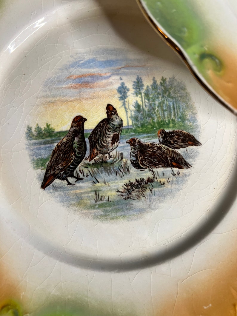 Antique Wildlife Porcelain Plates by the National China Co., East ...