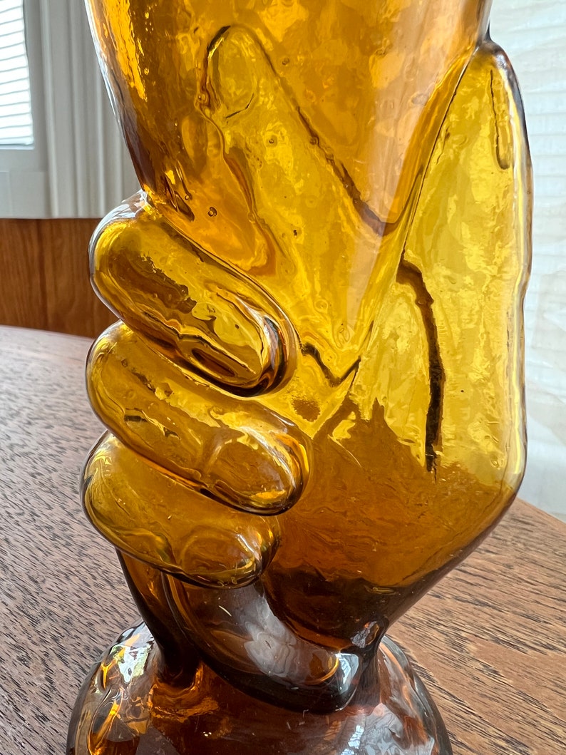 Victorian Amber Glass Hand Holding Torch Vase - Etsy