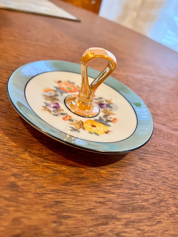 Vintage Noritake Lusterware Hand Painted Floral Dish - Gem
