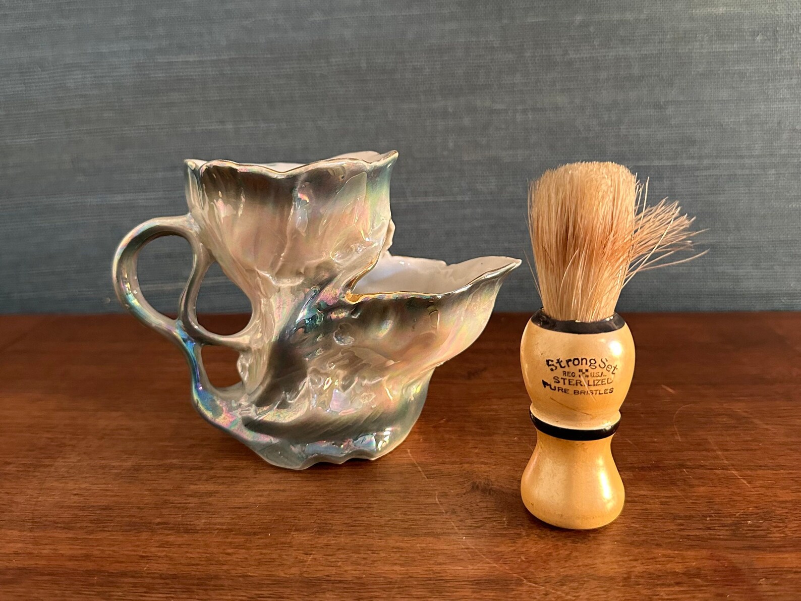 Antique German Porcelain Lustreware Scuttle Mug / Shaving Cup From 1880 ...