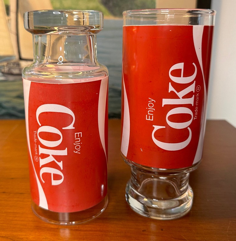 Vintage 1970s Coca Cola Pedestal Glassesset Of 2 Etsy