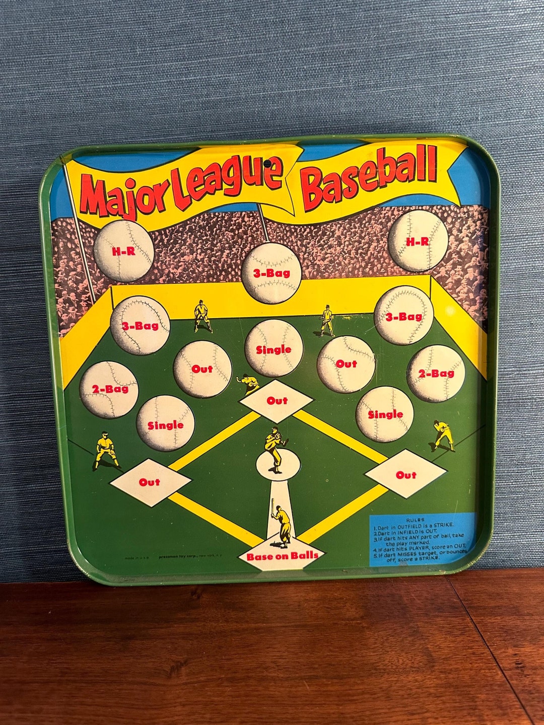 Vintage Pressman Toys Double Sided Game Board: Baseball & Robin Hood ...