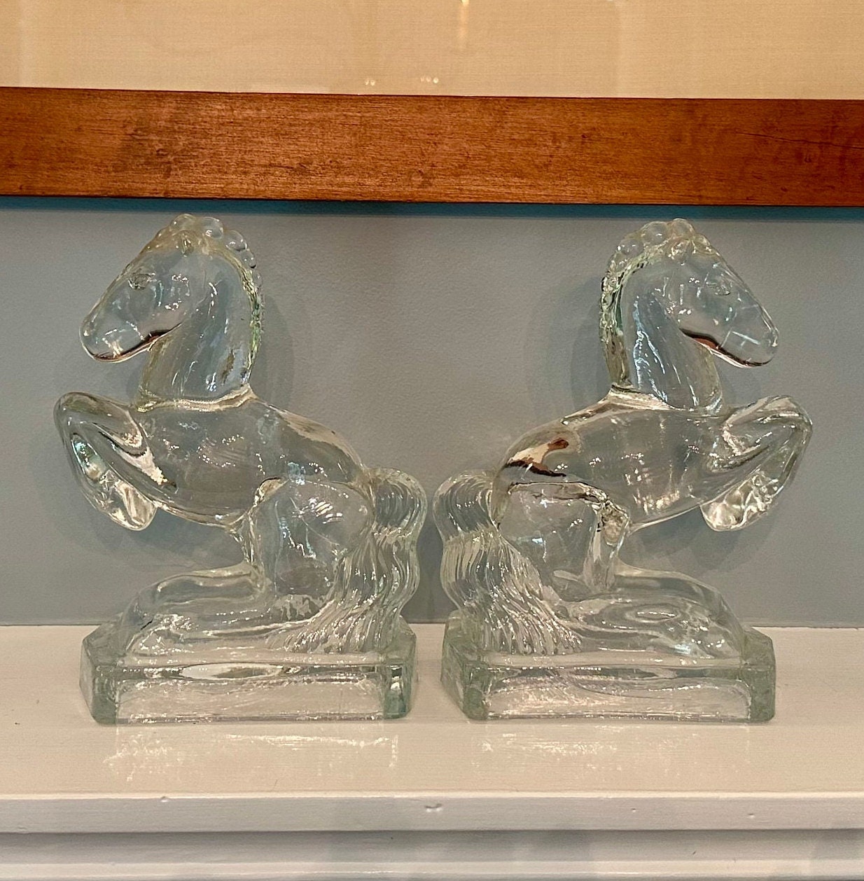 Vintage Pair of LE Smith Clear Mold Glass Horse Bookends - Etsy