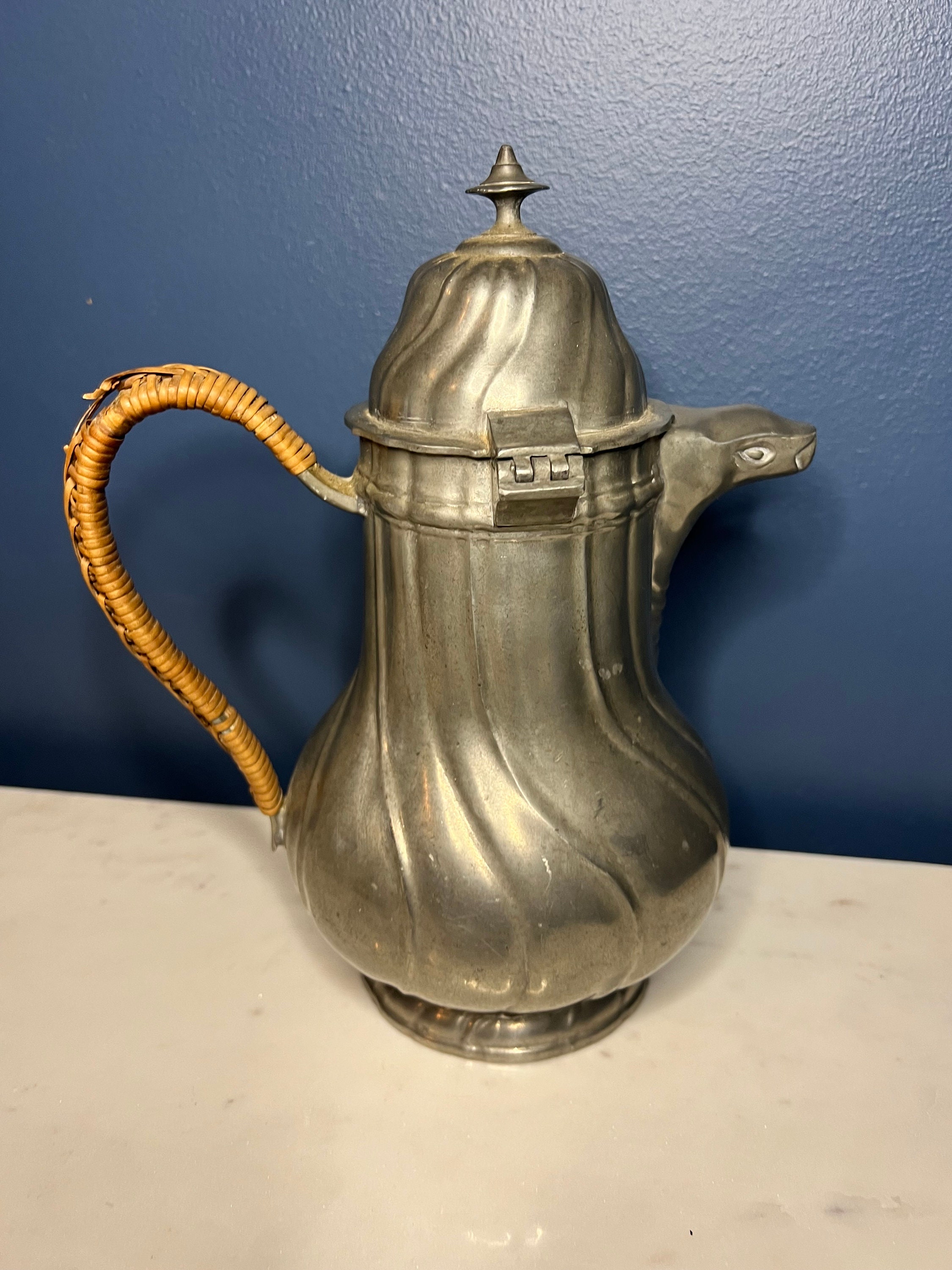 Rare Antique 30s Louis Moriggi Fils Pewter Tea Pot With Animal Spout ...