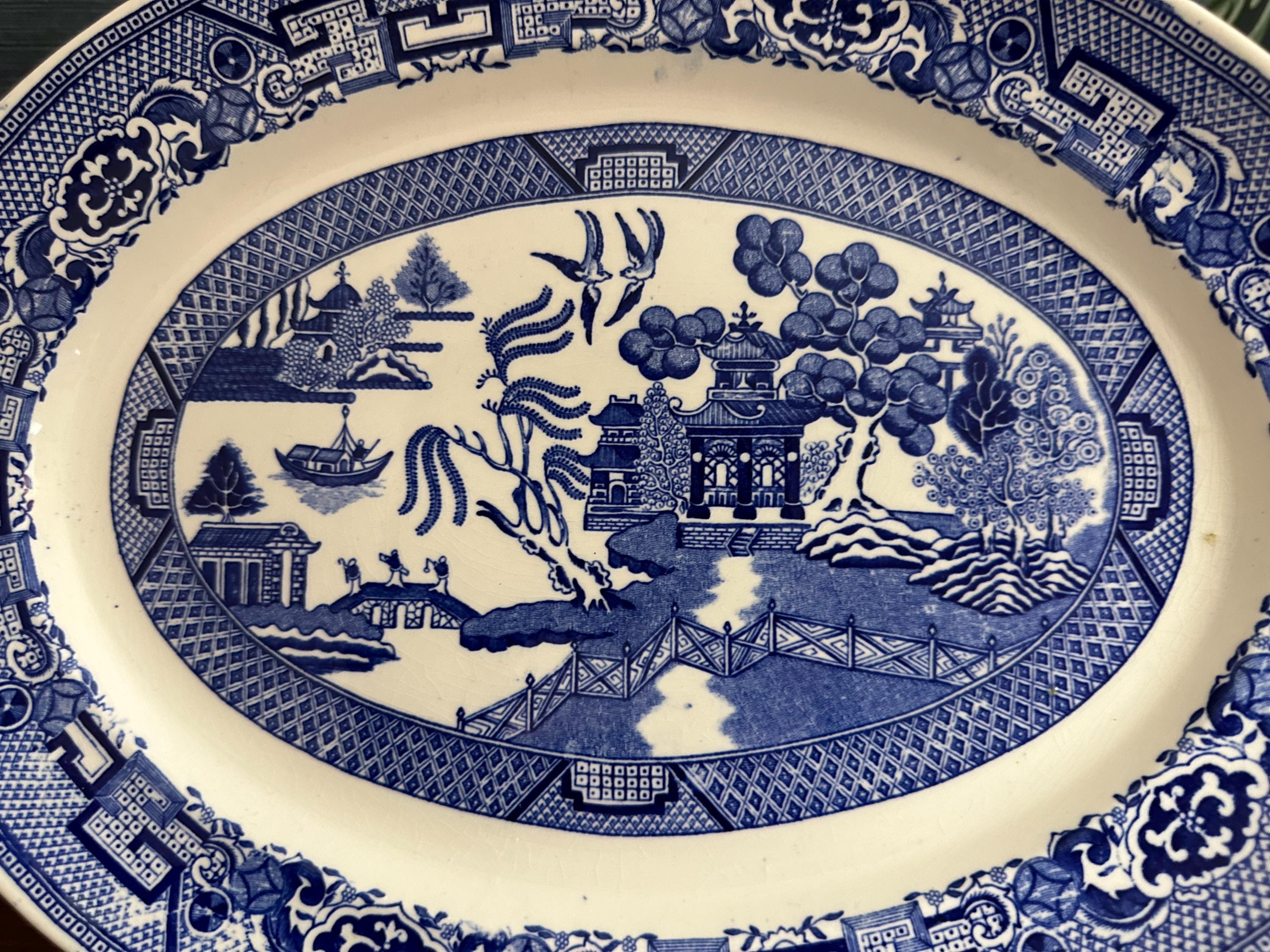 Vintage Homer Laughlin Blue Willow Oval Serving Platter - Etsy