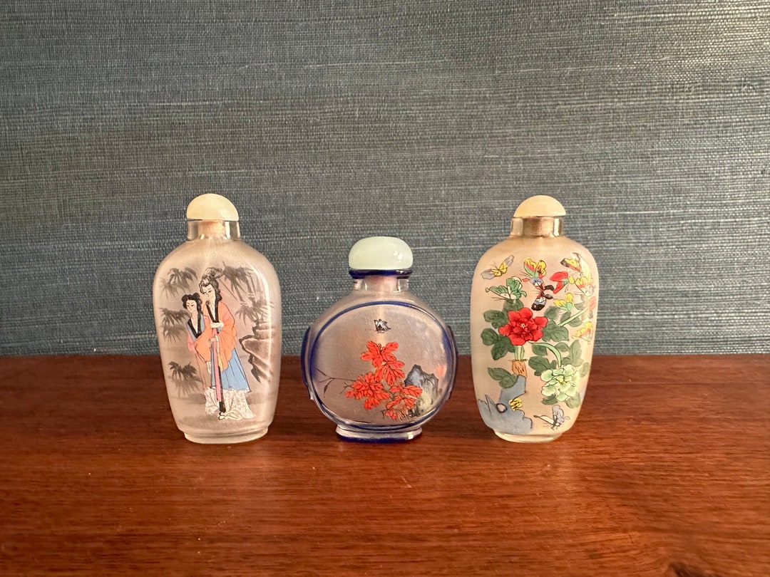 Antique Lot of Three Reverse Glass Painted Japanese Snuff Bottles - Etsy