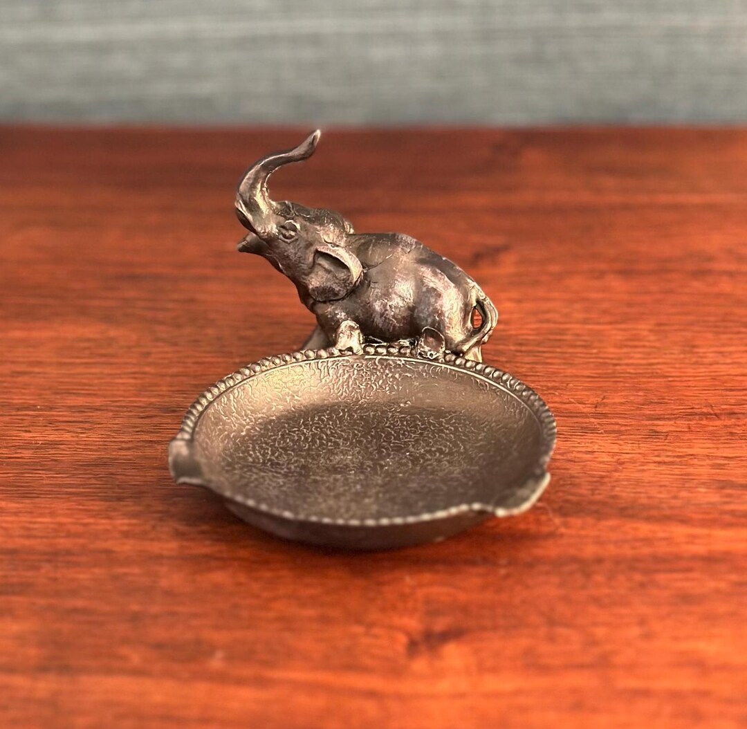 Vintage Cast Metal Elephant Ashtray - Etsy