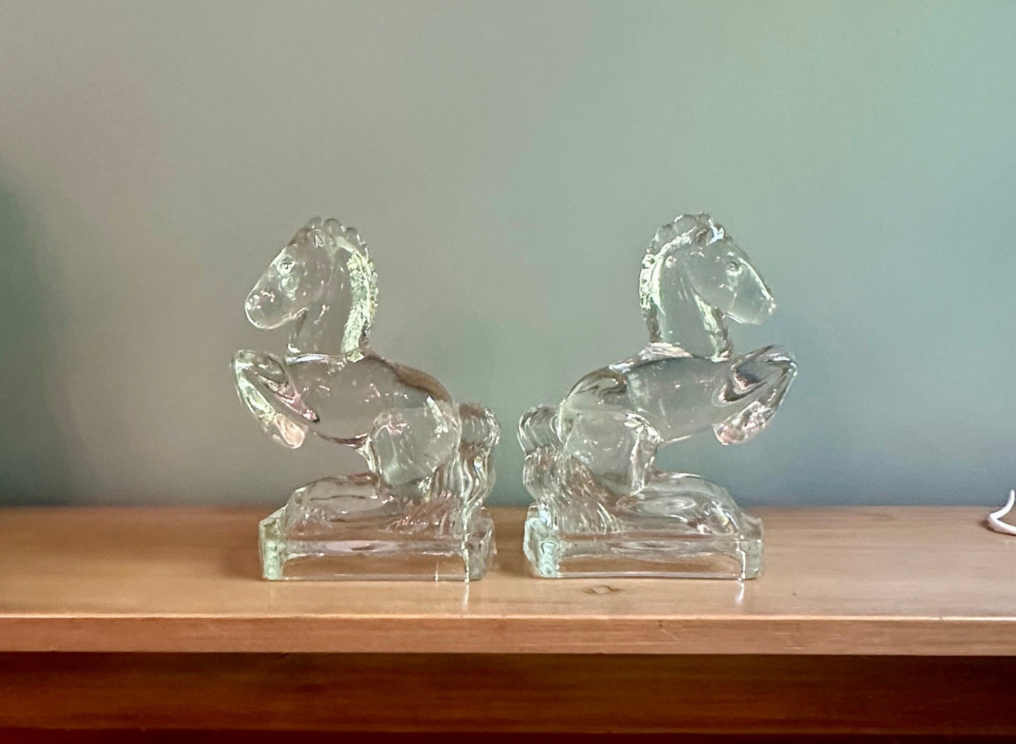 Vintage Pair of LE Smith Clear Mold Glass Horse Bookends - Etsy
